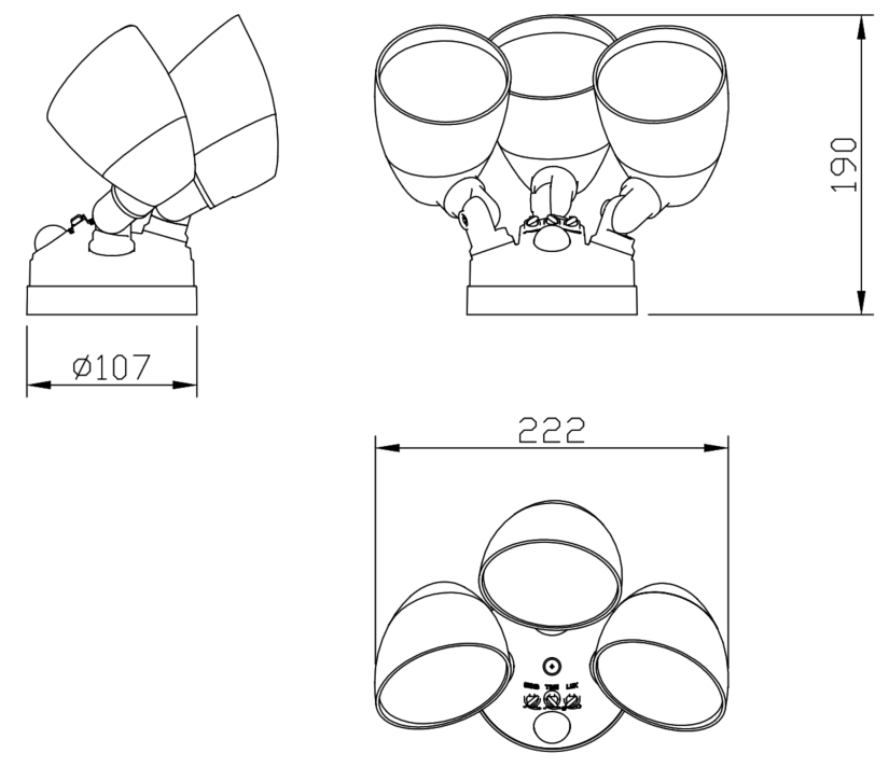 Knightsbridge IP65 30W Black CCT Adjustable Triple Head LED Security ...