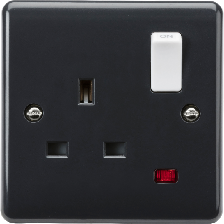 Knightsbridge Curved Edge Anthracite 13A 1 Gang DP Switched Socket with ...