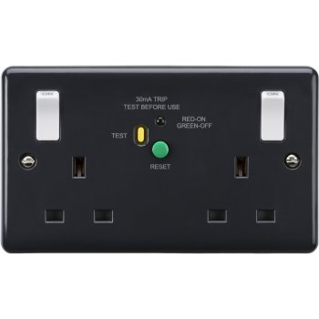Knightsbridge Curved Edge Anthracite 13A 2 Gang DP Switched RCD Socket ...
