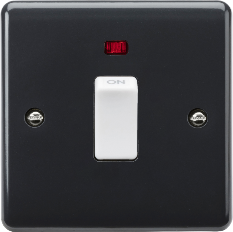Knightsbridge Curved Edge Anthracite 20A DP Switch with White Rocker ...