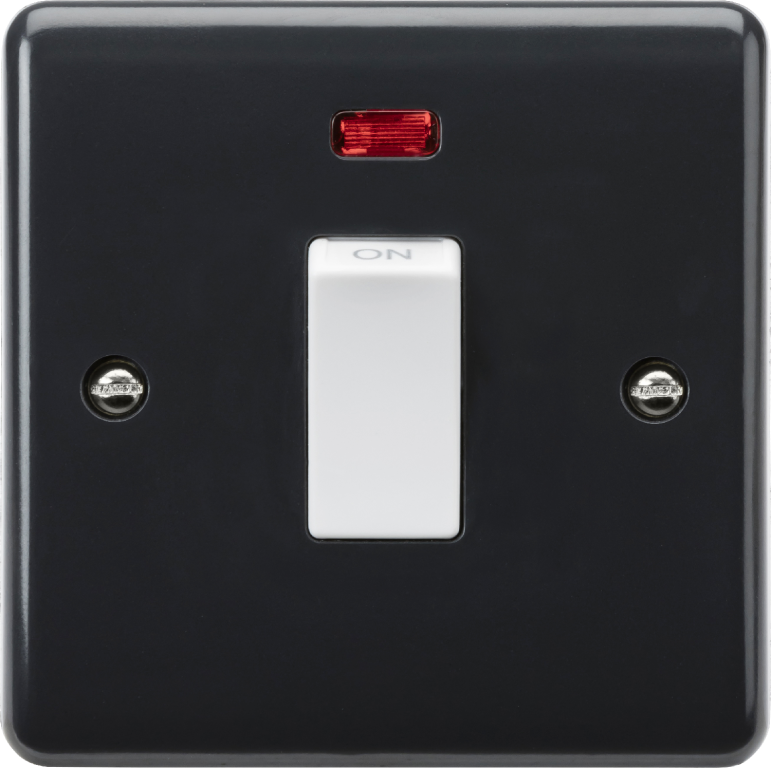 Knightsbridge Curved Edge Anthracite 45A Double Pole Switch with White ...