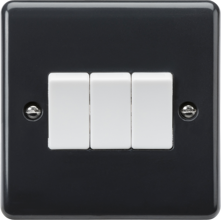 Knightsbridge Curved Edge Anthracite 10AX 3 Gang 2 Way Switch with ...