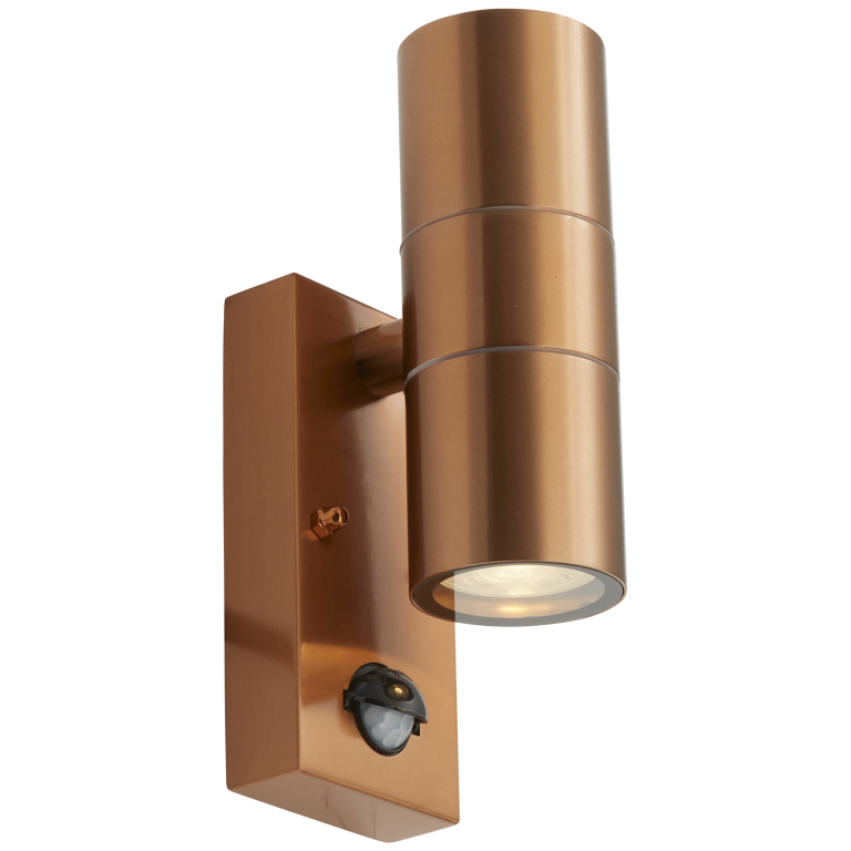 Ansell Lighting Acero Up/Down Copper GU10 Wall Light - PIR | UKES