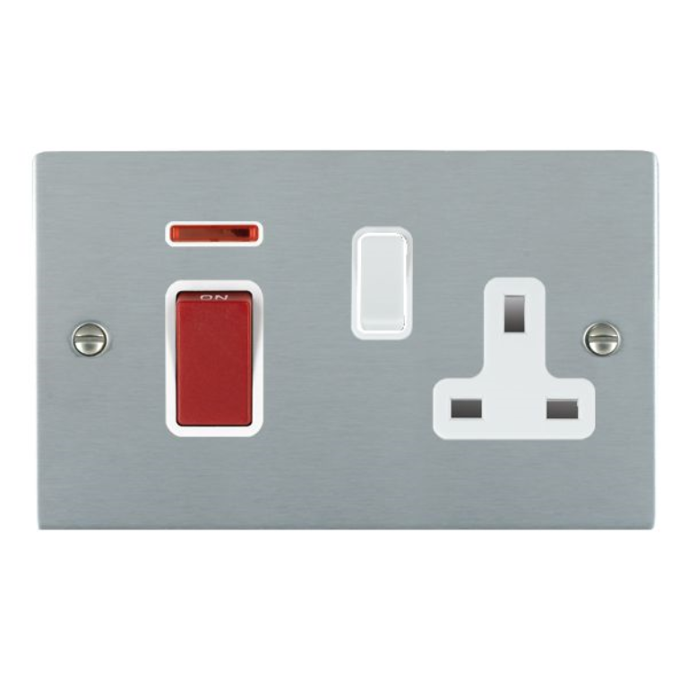 Hamilton Sheer Satin Chrome 45A Double Pole Switch with Red Rocker and ...