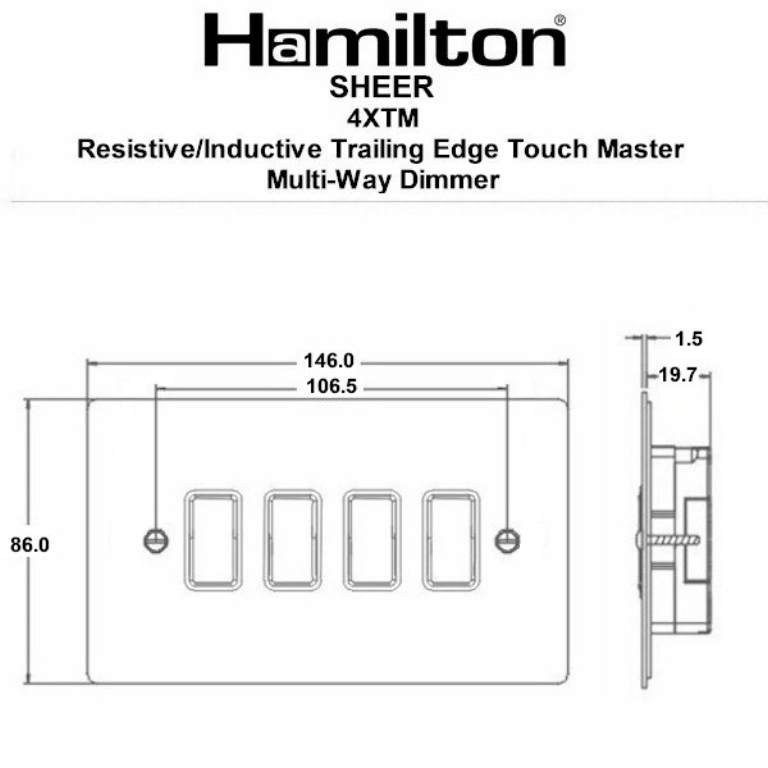 Hamilton Sheer Satin Chrome 4 Gang 250W/210VA Multi-Way Touch Master ...