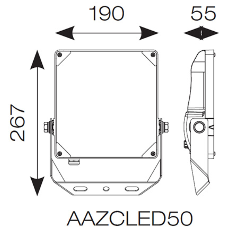 Ansell Lighting Aztec Coastal 50W 5000K Aluminium Asymmetrical LED ...