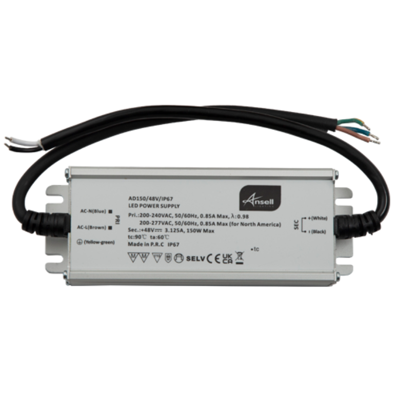 Ansell Lighting AD150/48V/IP67 150W 48V IP67 Non-Dimmable LED Driver | UKES