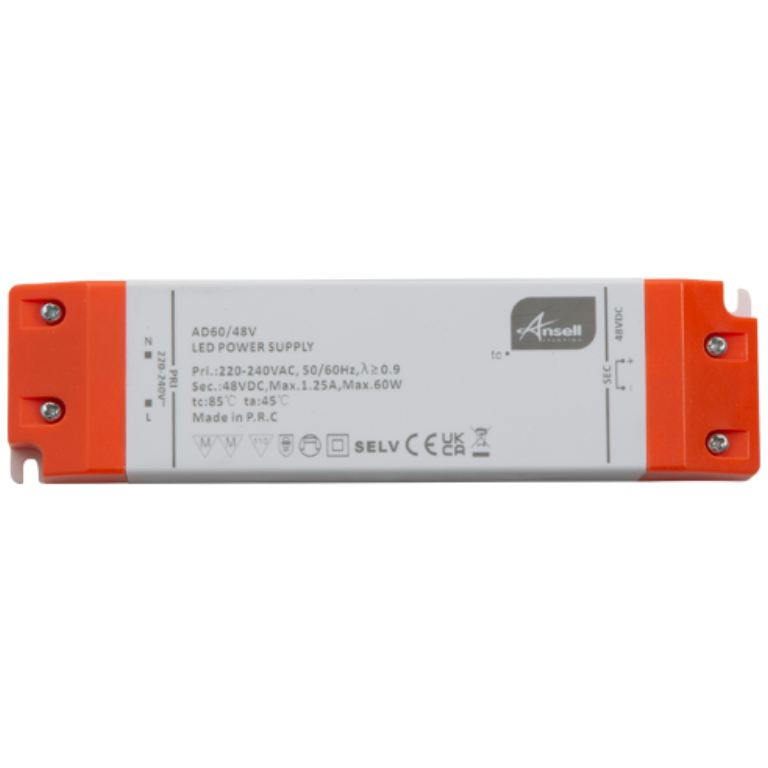 Ansell Lighting AD60/48V 60W 48V IP20 Non-Dimmable LED Driver | UKES