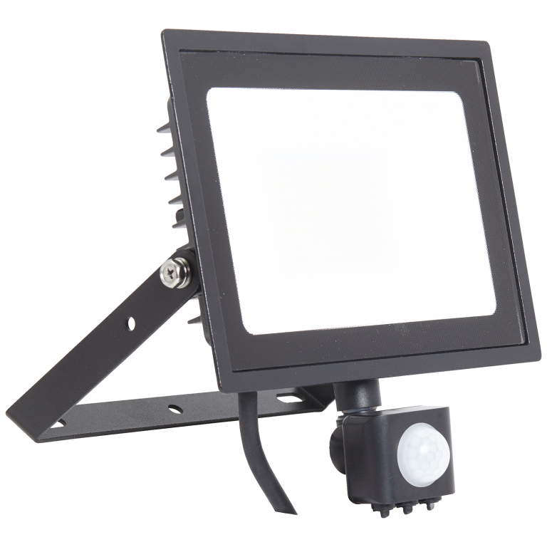 Ansell Lighting Eden 50W 3000K Black LED Floodlight with PIR | UKES