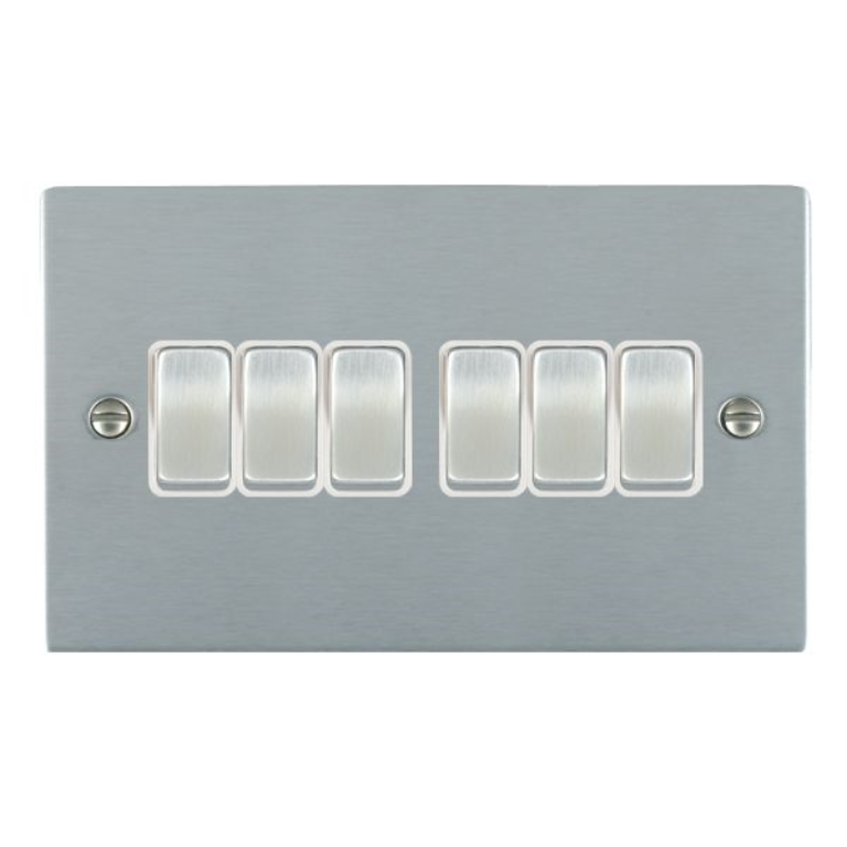 Hamilton Sheer Satin Chrome 6 Gang 10AX 2 Way Switch with Satin Chrome ...