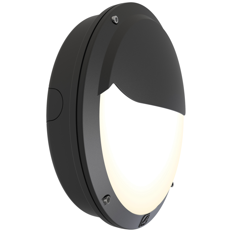 Ansell Lighting Lucca Multi-Wattage CCT Selectable Black LED Bulkhead - Microwave Sensor ...