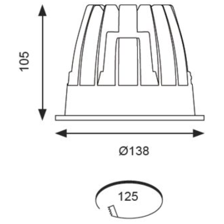 Ansell Lighting Unity 125 21W 3000K Fixed LED Downlight - DALI Dimmable ...