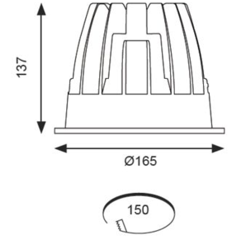 Ansell Lighting Unity 150 37W 3000K Fixed LED Downlight - 1-10V ...