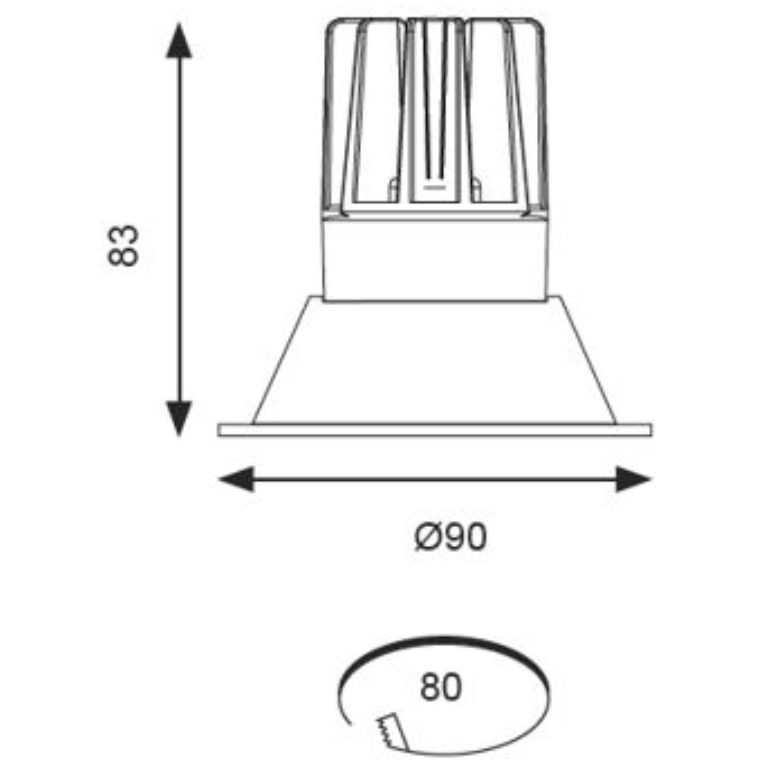 Ansell Lighting Unity 80 15W 3000K Fixed LED Downlight - DALI Dimmable ...