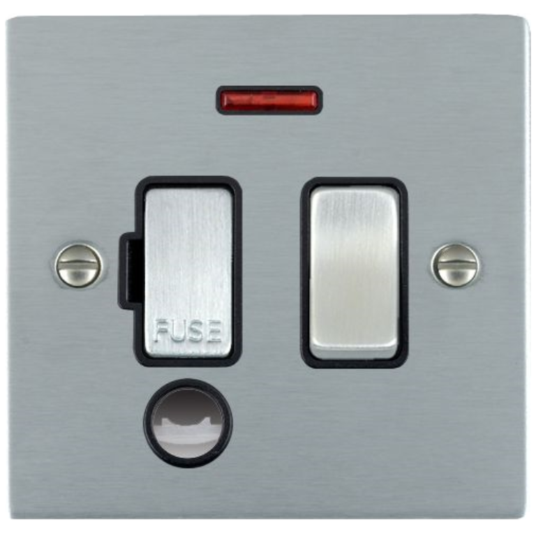 Hamilton Sheer Satin Chrome 13A Double Pole Switched Fused Spur, Neon ...
