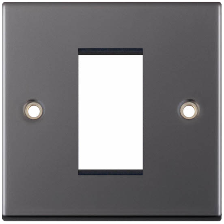 Selectric 5M Black Nickel 1 Gang Euro Plate with Single Aperture | UKES