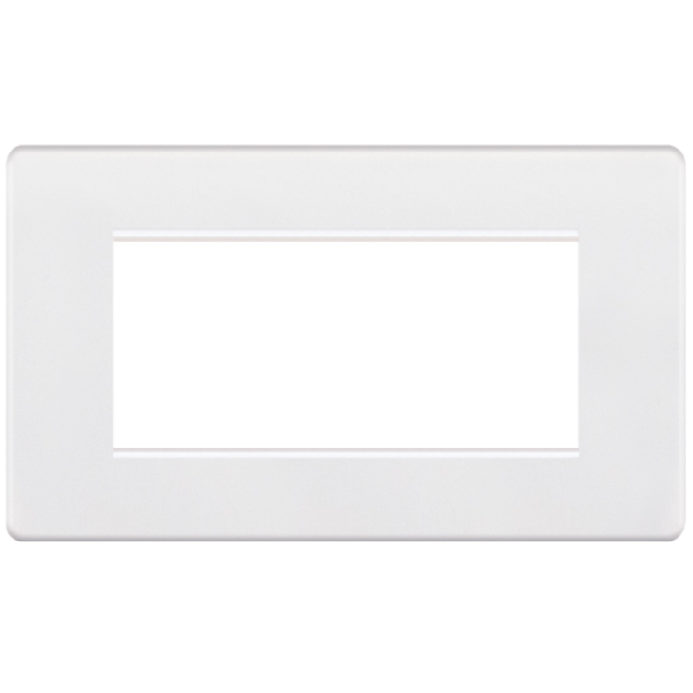 Selectric 5M-Plus Matt White 2 Gang Euro Plate with Quad Aperture | UKES