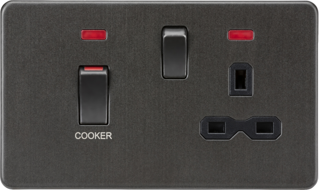 Knightsbridge Screwless Smoked Bronze Cooker Switch and 13A Switched ...