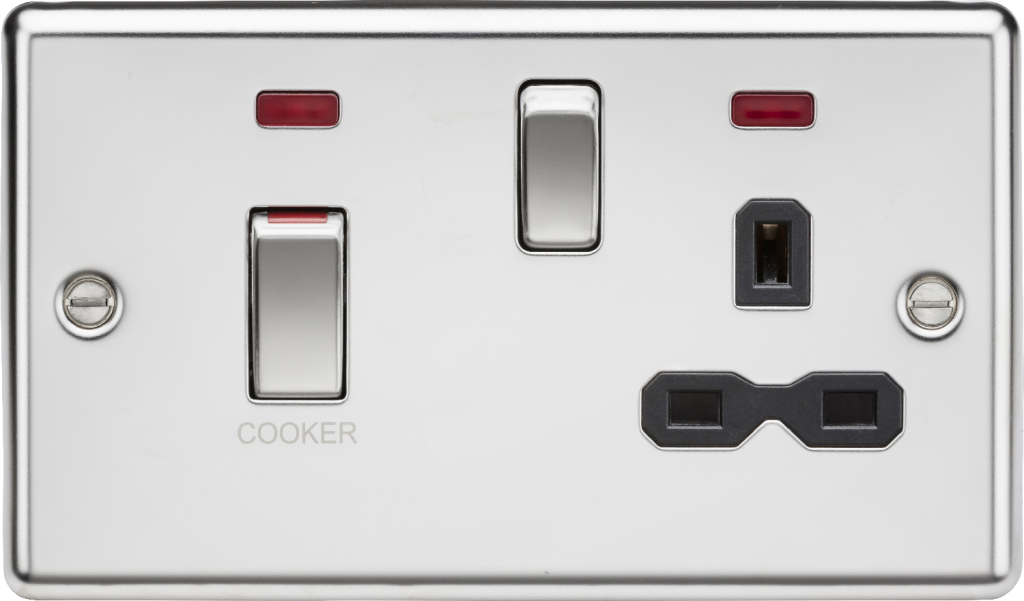 Knightsbridge Rounded Edge Polished Chrome Cooker Switch and 13A ...