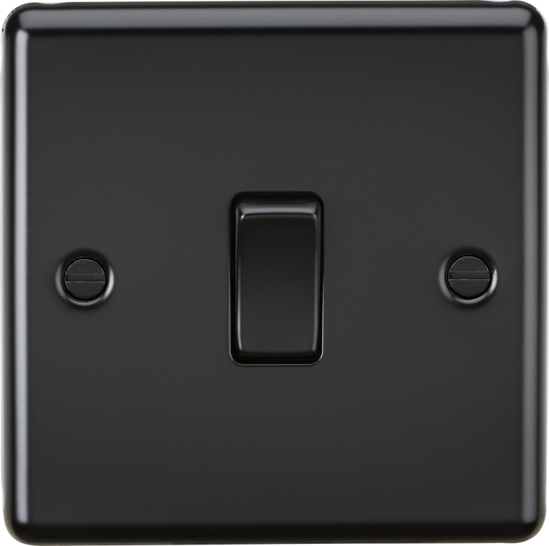 Knightsbridge Rounded Edge Matt Black 10A 1 Gang Intermediate Switch | UKES