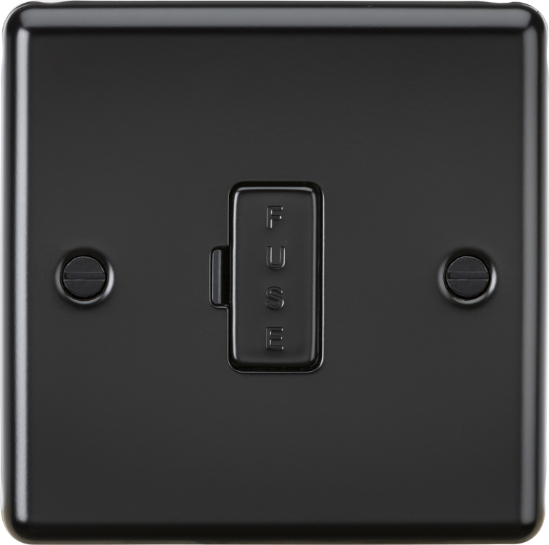 Knightsbridge Rounded Edge Matt Black 13A Fused Spur Unit | UKES