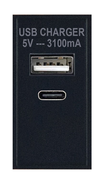 Selectric Black USB Type A & USB Type C (3.1A) Module | UKES