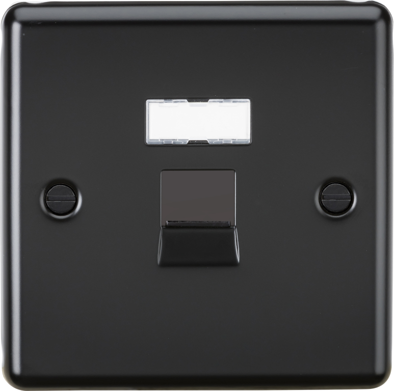 Knightsbridge Rounded Edge Matt Black RJ45 Outlet | UKES
