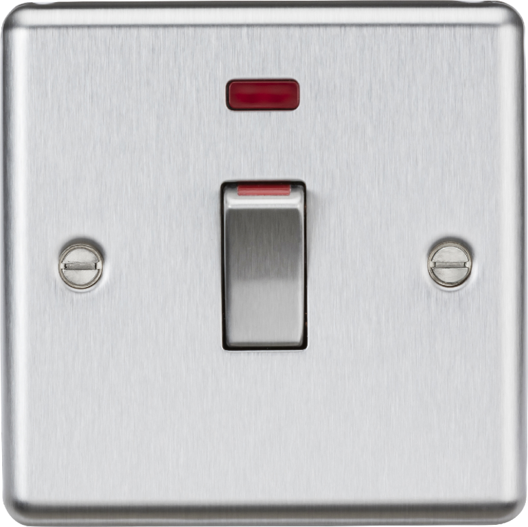 Knightsbridge Rounded Edge Brushed Chrome 45A Cooker Switch with Neon ...
