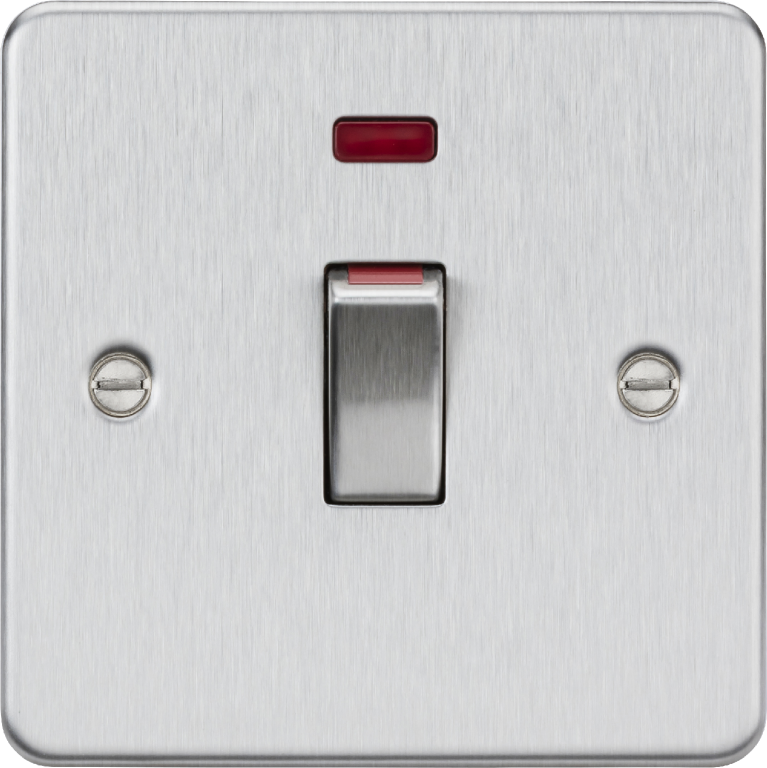 Knightsbridge Flat Plate Brushed Chrome 45A Cooker Switch with Neon ...