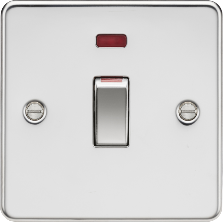 Knightsbridge Flat Plate Polished Chrome 45A Cooker Switch with Neon ...