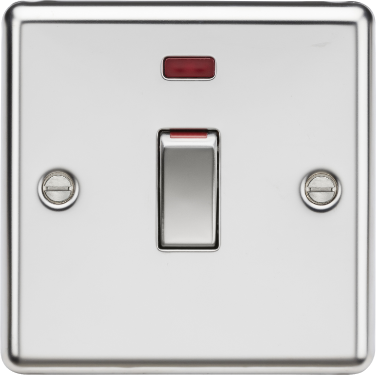 Knightsbridge Rounded Edge Polished Chrome 45A Cooker Switch with Neon ...
