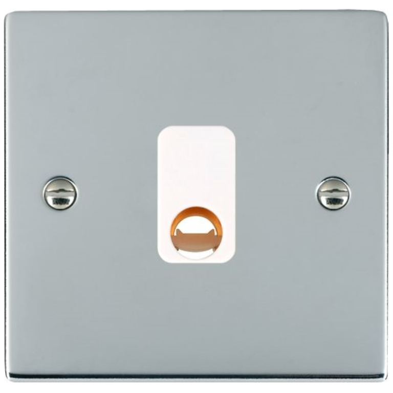 Hamilton Sheer Bright Chrome 20A Cable Outlet with White Insert | UKES