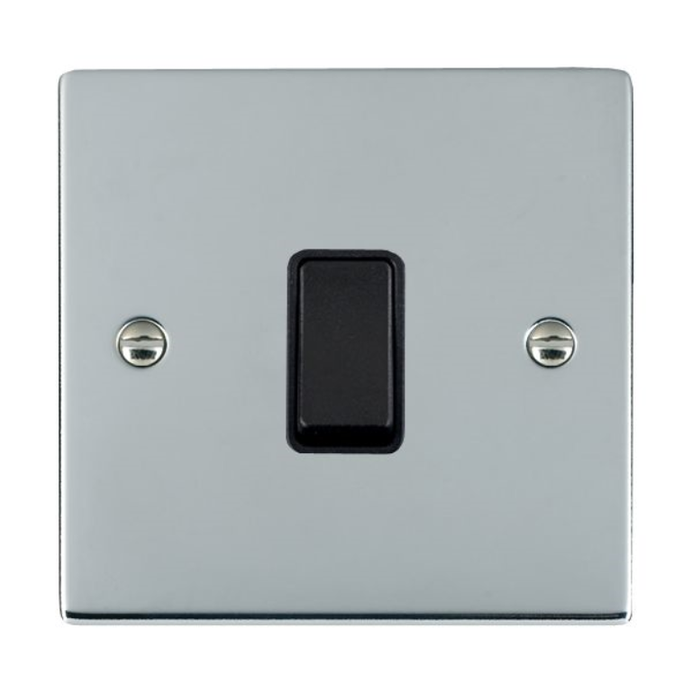 Hamilton Sheer Bright Chrome 20AX Double Pole Switch with Black Rocker ...