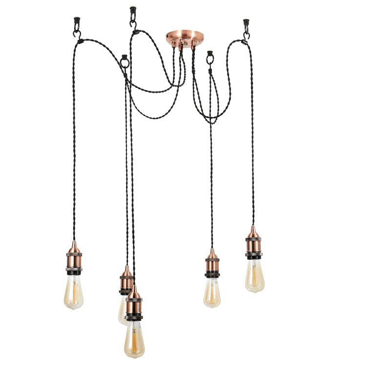 Forum Lighting INL-37878 Pendant, Padua 5Lgt E27 Ceiling Rope Cable | UKES
