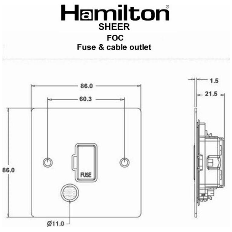 Hamilton Sheer Bright Chrome 13A Unswitched Fused Spur and Cable Outlet ...