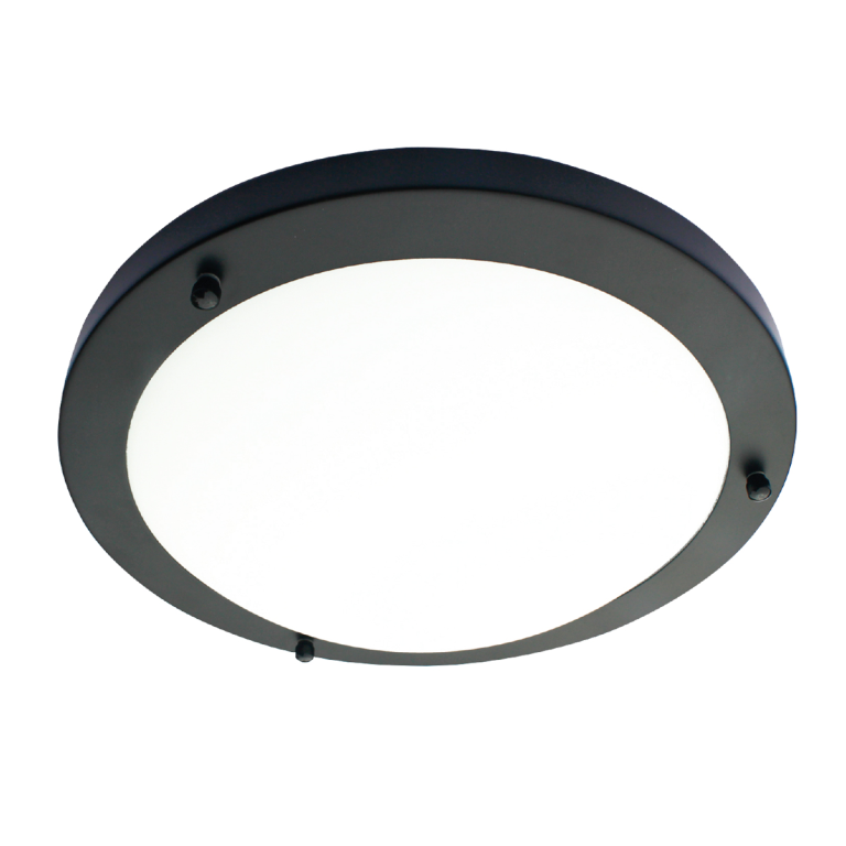 Forum Lighting SPA-34049-SBLK Ceiling Light, Delphi E14 Flush, 4000K c/w Opal Diffuser IP44 | UKES
