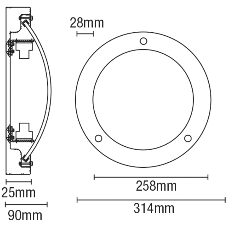 Forum Lighting SPA-34050-CHR Ceiling Light, Delphi E27 Flush, 4000K c/w ...
