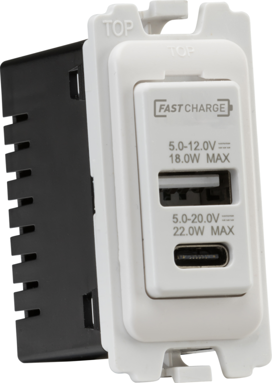 Knightsbridge Curved Edge Grid Dual FASTCHARGE USB Charger Module (A+C ...