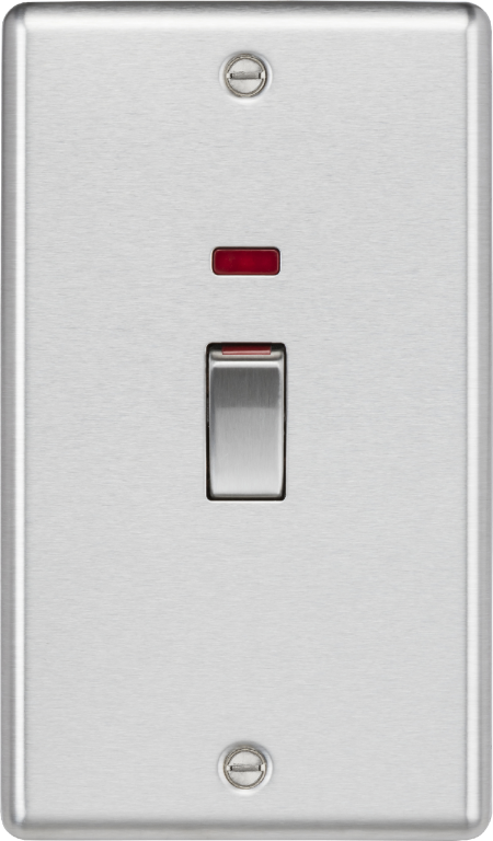 Knightsbridge Rounded Edge Brushed Chrome 45A Double Pole Cooker Switch ...