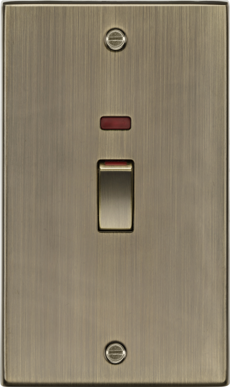 Knightsbridge Square Edge Antique Brass 45A Double Pole Cooker Switch ...