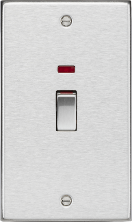 Knightsbridge Square Edge Brushed Chrome 45A Double Pole Cooker Switch ...