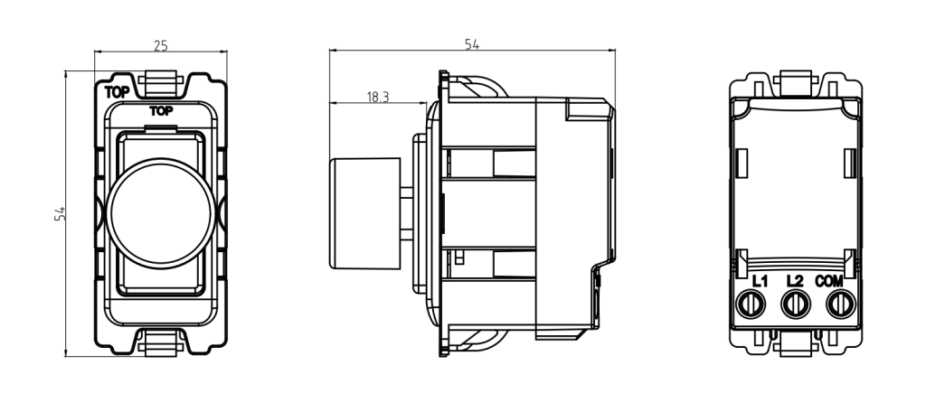 Knightsbridge Curved Edge Grid 6A 2 Way Dummy Dimmer Module | UKES