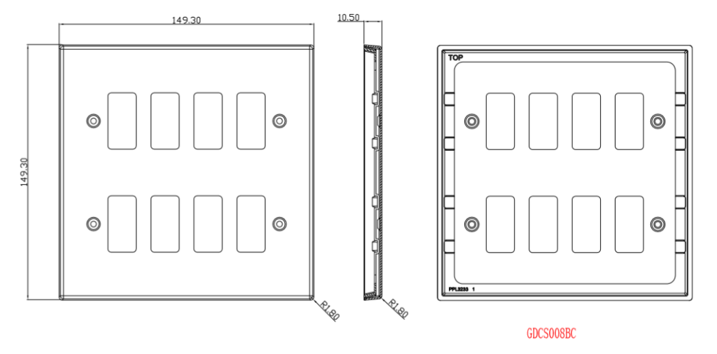 Knightsbridge Square Edge Antique Brass 8 Gang Grid Faceplate | UKES