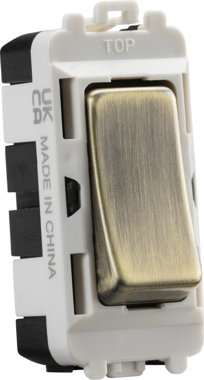 Knightsbridge Grid Antique Brass 20AX DP Switch Module | UKES
