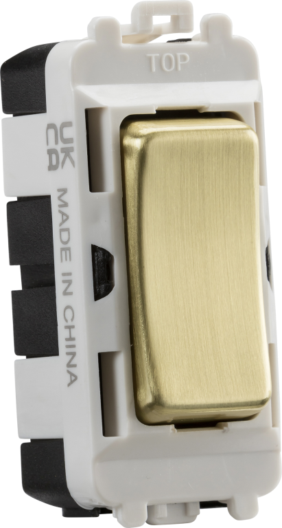 Knightsbridge Grid Brushed Brass 20AX 2 Way Centre Off Switch Module | UKES