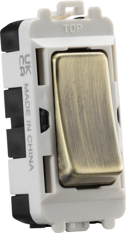 Knightsbridge Grid Antique Brass 20AX Intermediate Switch Module | UKES