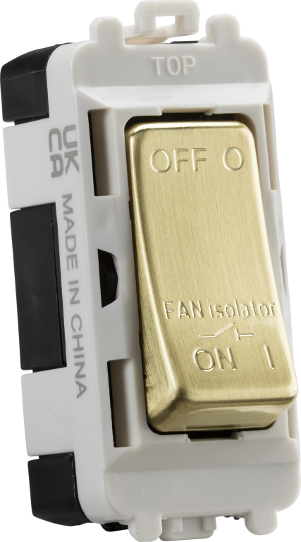 Knightsbridge Grid Brushed Brass10A Fan Isolator Switch Module | UKES