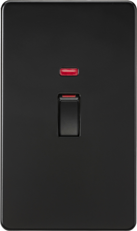 Knightsbridge Screwless Matt Black 45A Double Pole Cooker Switch with ...