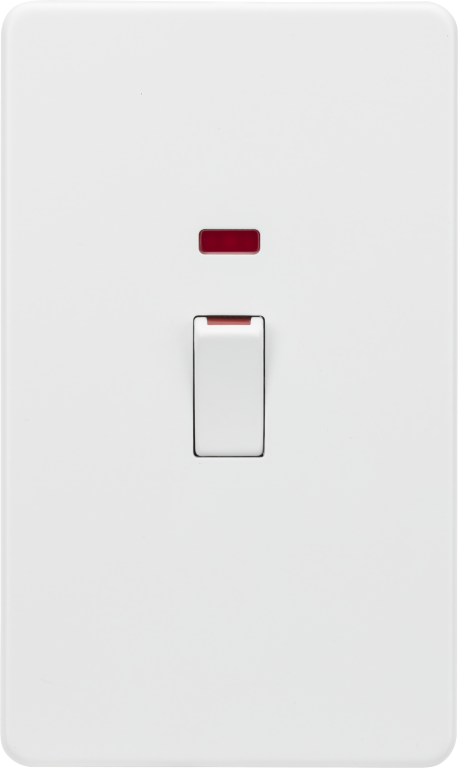 Knightsbridge Screwless Matt White 45A DP Cooker Switch with Neon ...