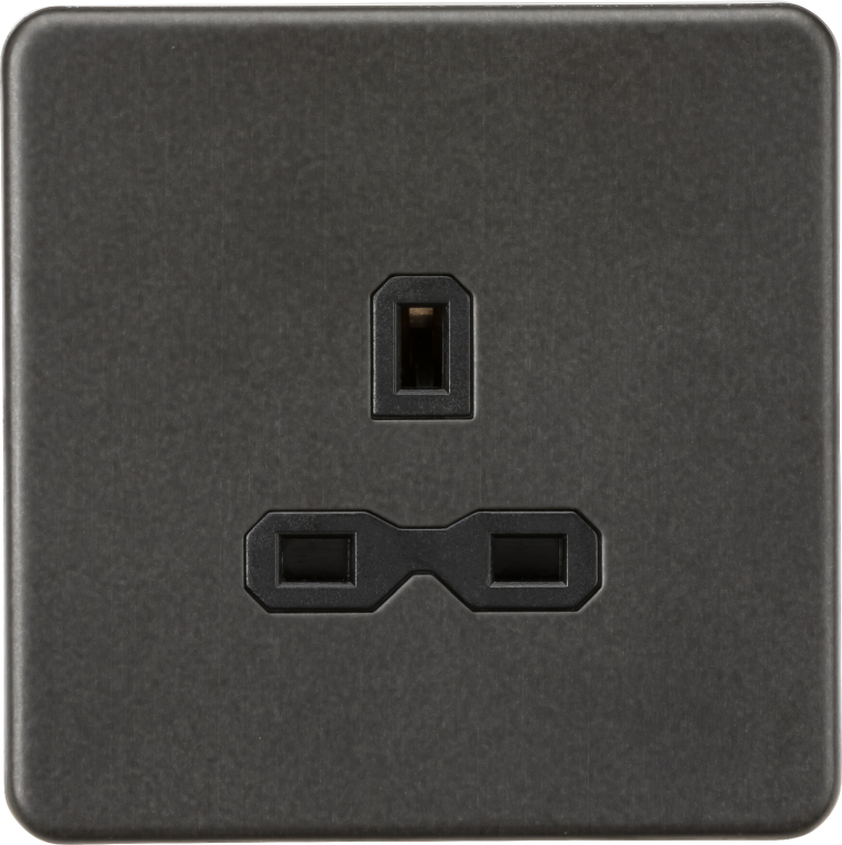 Knightsbridge Screwless Smoked Bronze 13A 1 Gang Unswitched Socket ...